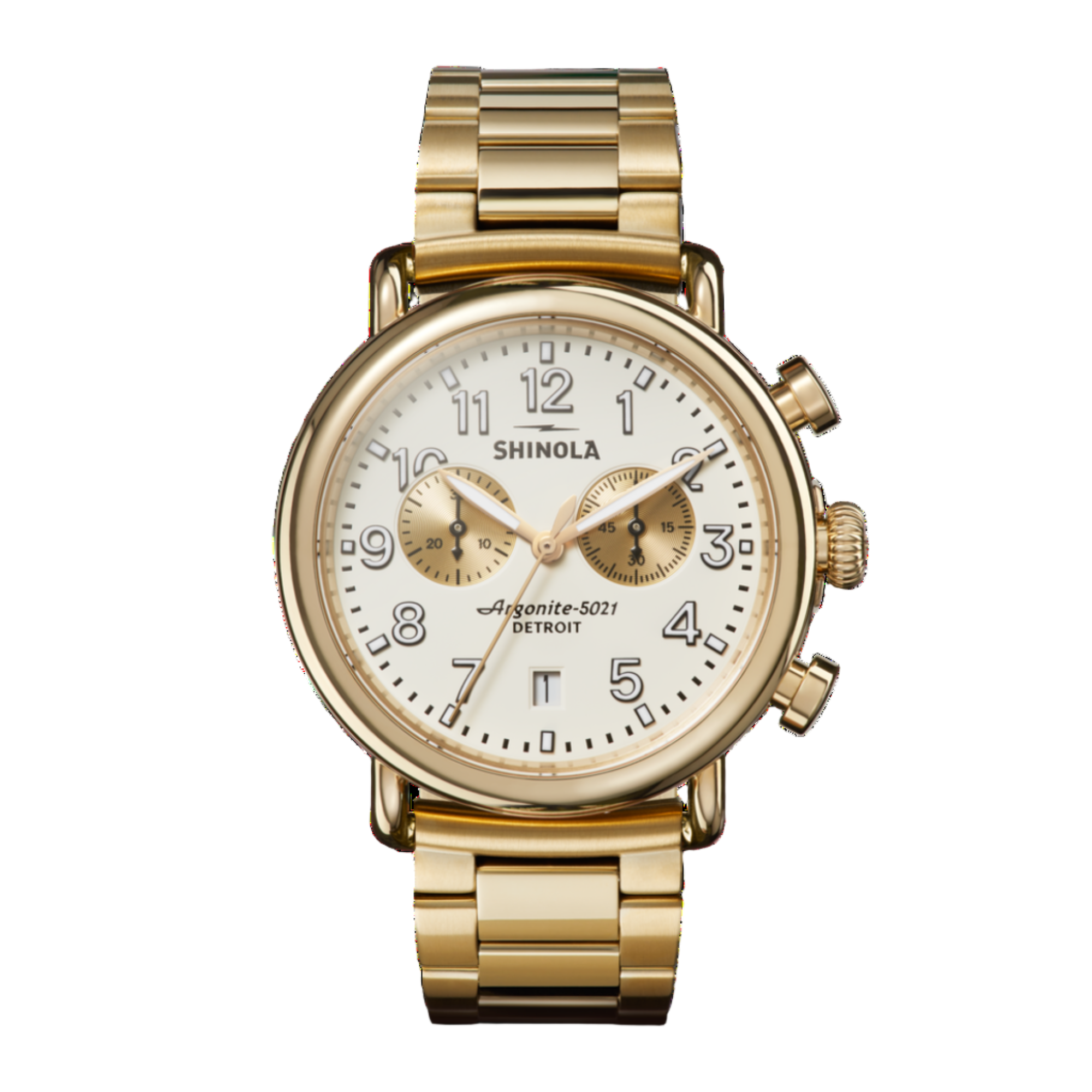 Runwell 2 Eye Chronograph Watch 41mm - Gold Bracelet (Ivory) – Hinton ...
